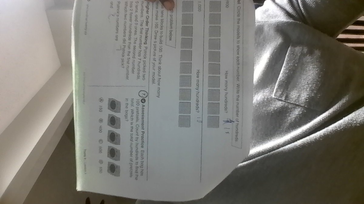 Circle the models to show each number. Write the number of hundreds. 900..