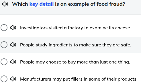 Which key detail is an example of food fraud? Investigators visited a fa..