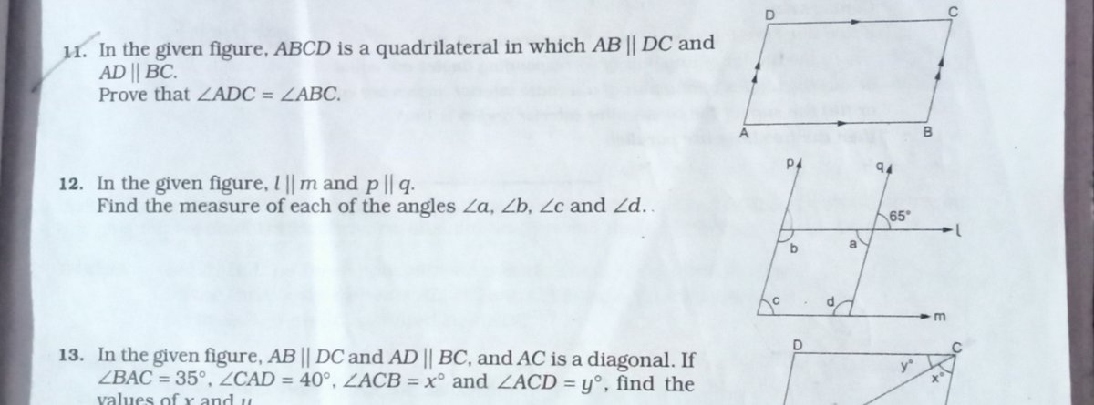 Geometry Questions In the given figure, ABCD is a quadrilateral in which..