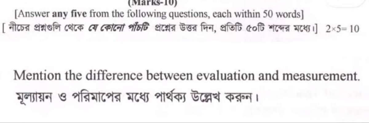 Difference between Evaluation and Measurement | Filo