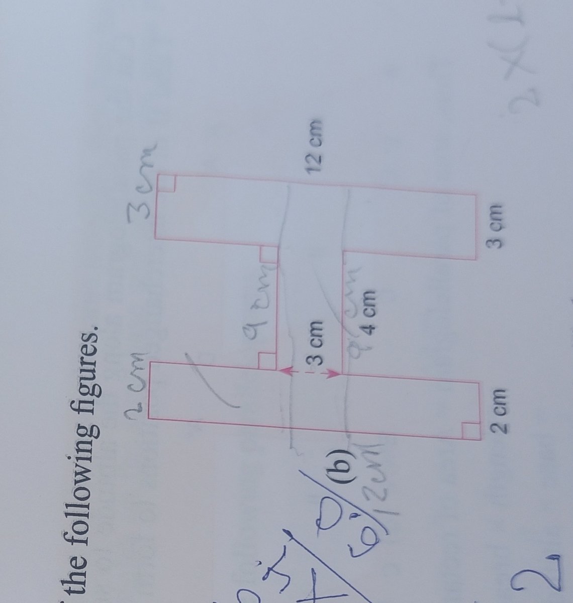Find the perimeter and area of the given composite figure with the follow..