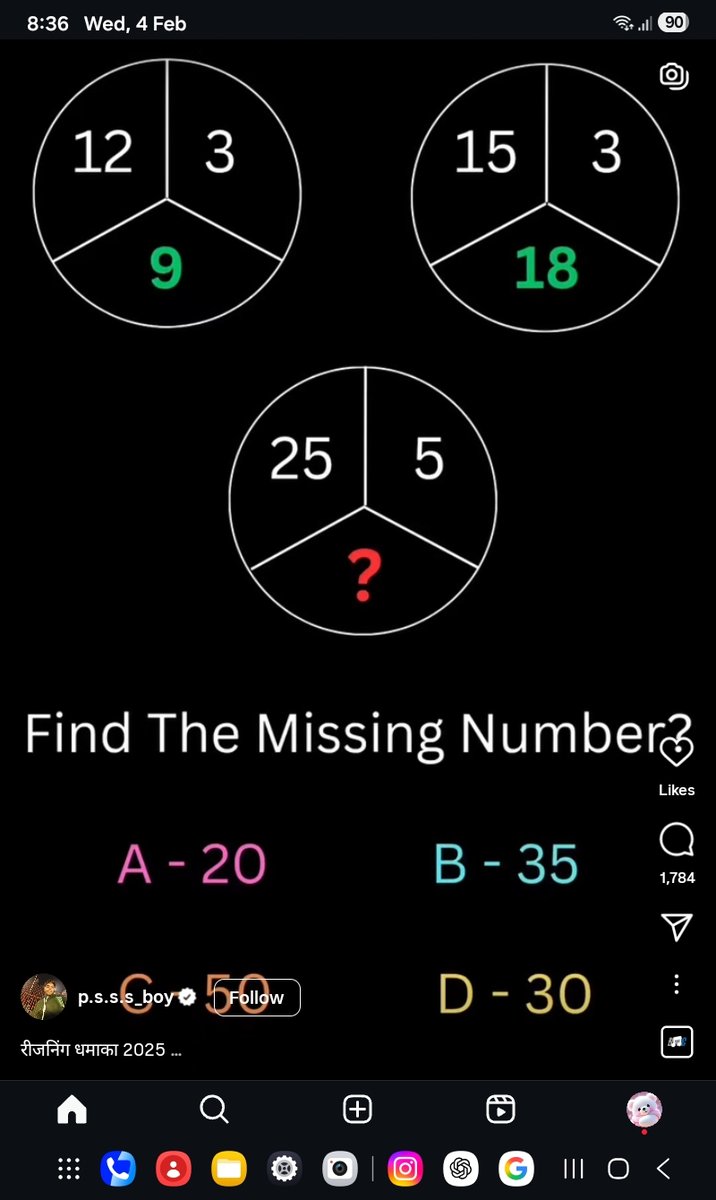 Find the missing number in the diagram where: 12 and 3 gives 9 15 and 3 g..