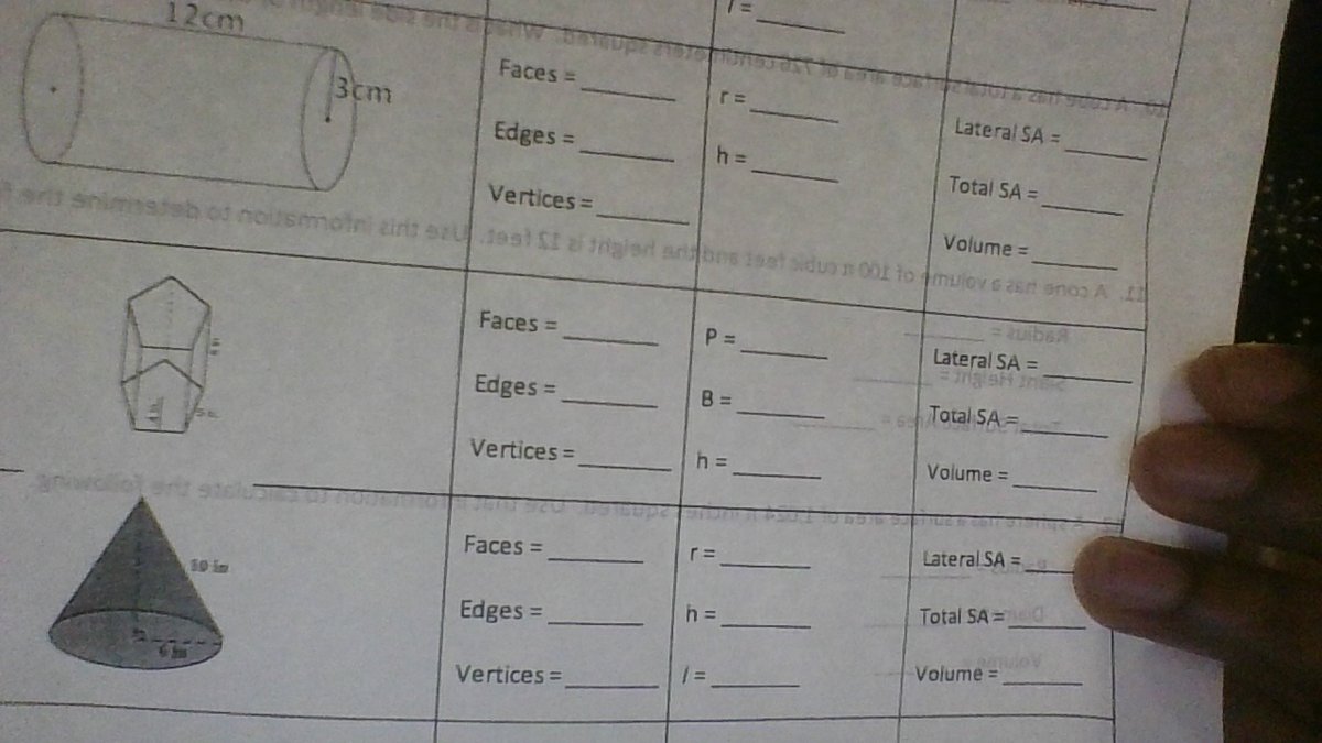 Calculate the faces, edges, vertices, lateral surface area, total surface..