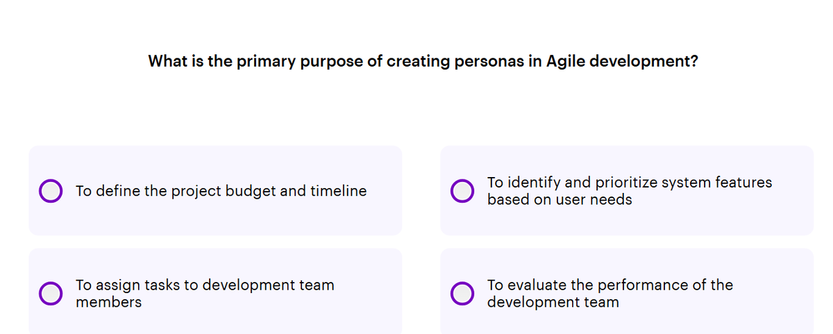 What is the primary purpose of creating personas in Agile development? To..