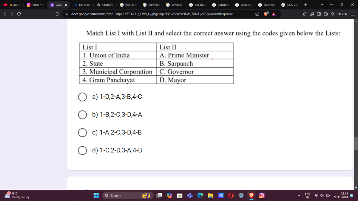 Match List I with List II and select the correct answer using the codes g..