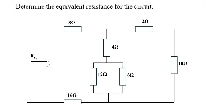 Determine the equivalent resistance for the given circuit with resistors:..