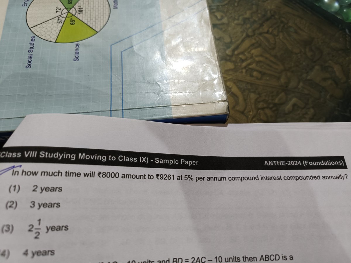 Class VIII Studying Moving to Class IX) - Sample Paper ANTHE-2024 (Founda..