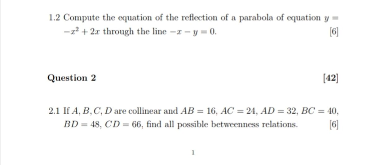 Compute the equation of the reflection of a parabola of equation y = -x²