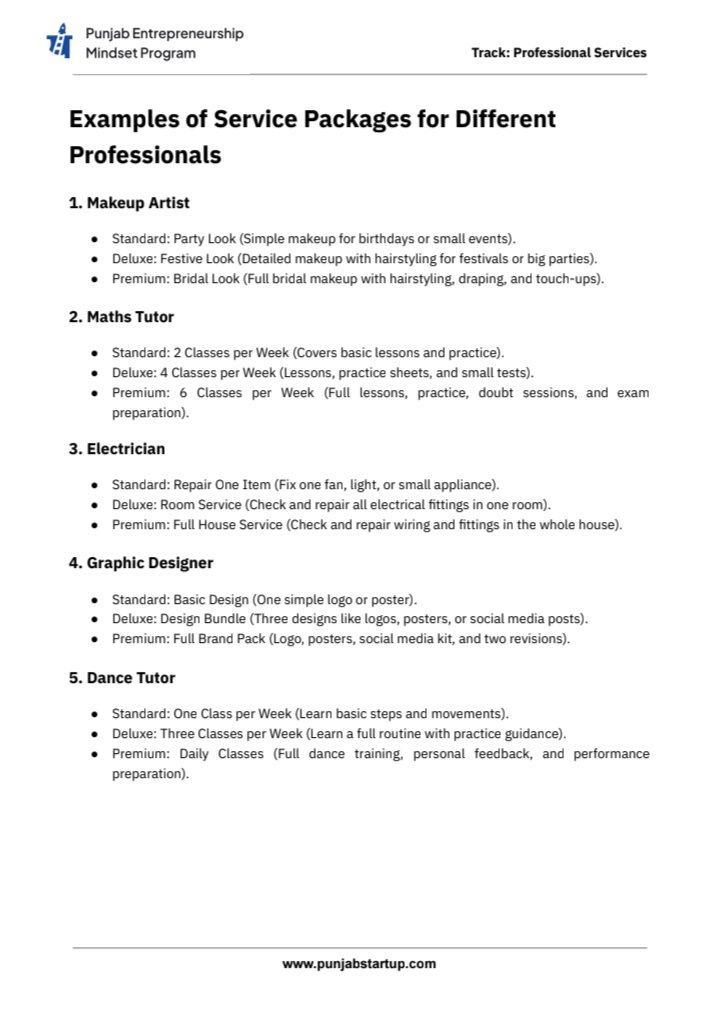 Examples of Service Packages for Different Professionals Makeup Artist