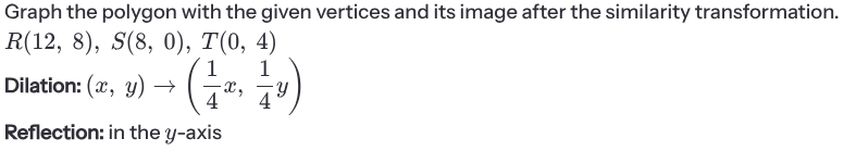 Graph the polygon with the given vertices and its image after the similar..