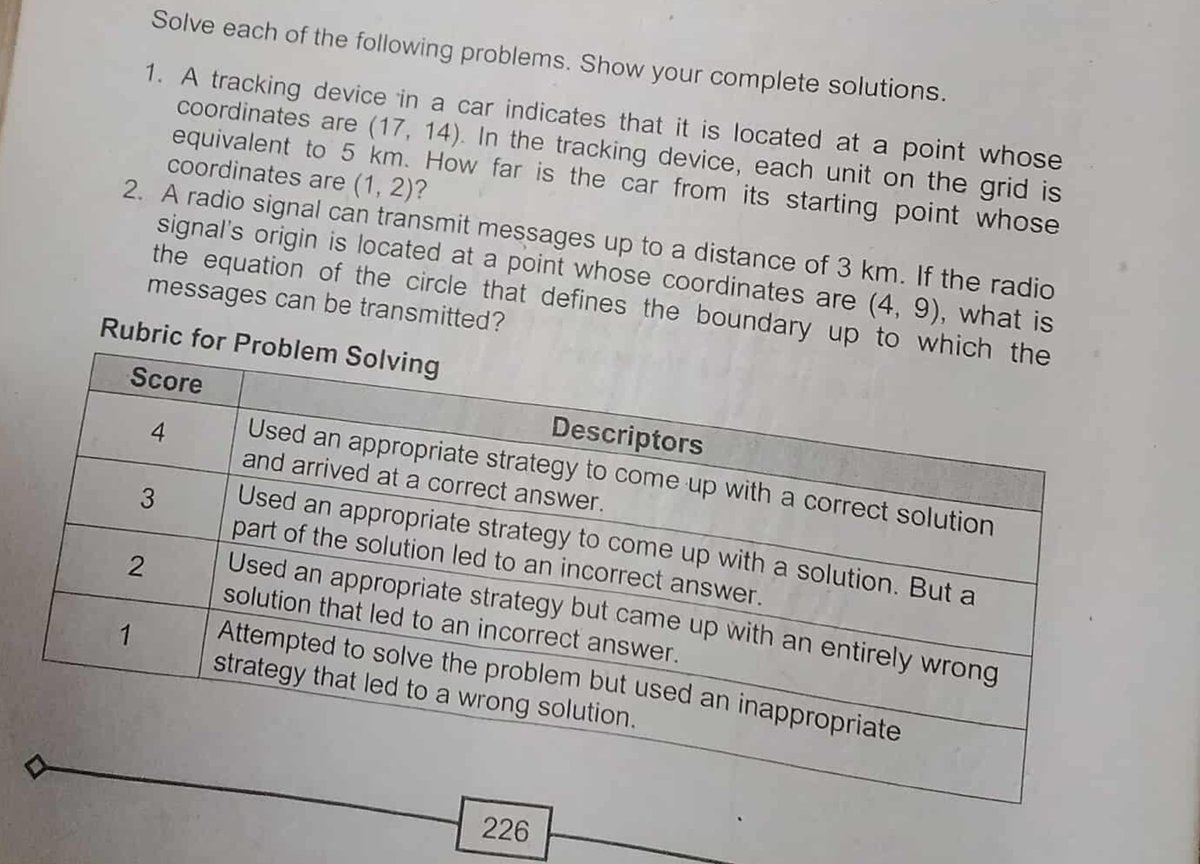 Solve each of the following problems. Show your complete solutions. A tr..