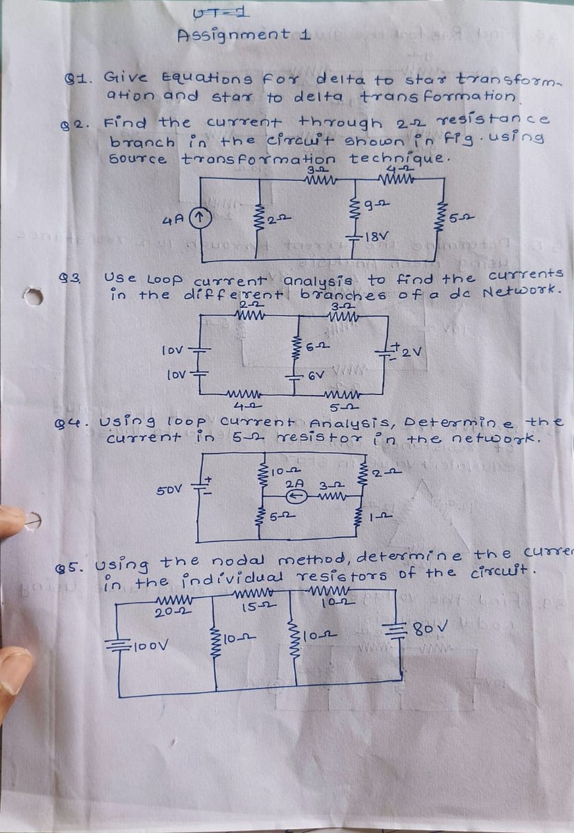 Assignment 1 - Circuit Analysis Problems Give equations for delta to sta..