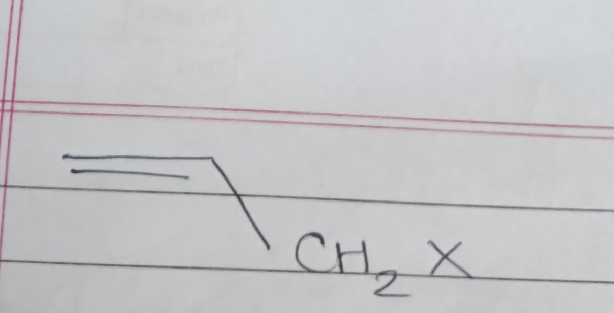 Question The image shows a chemical structure of an alkene with a haloge..