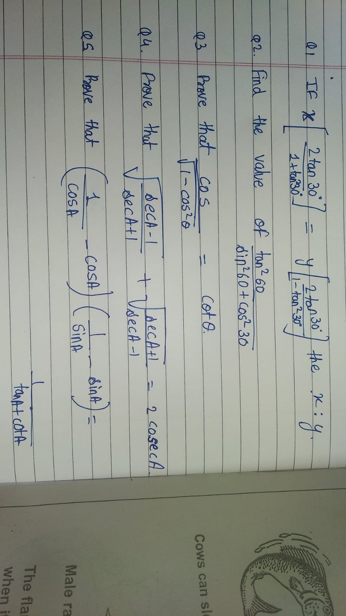 If \frac{x}{\frac{2 \tan 30^\circ}{1 + \tan^2 30^\circ}} = \frac{y}{\fra..