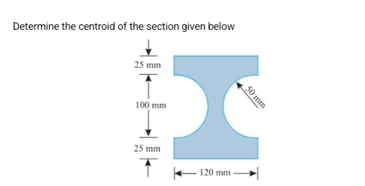 Determine the centroid of the given composite section. The section consis..