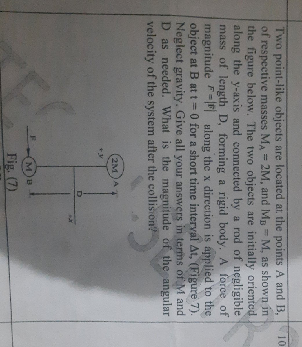 Two point-like objects are located at the points A and B, 10 of respectiv..