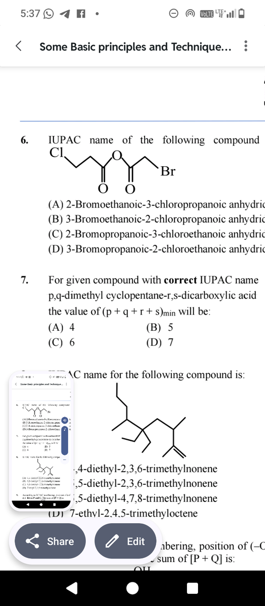 What is the IUPAC name of the following compound? Compound with Cl, O, a..
