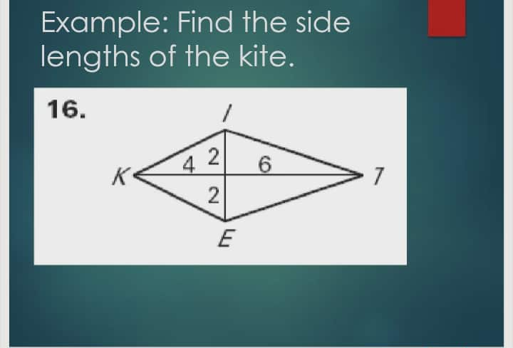 Find the side lengths of the kite. | Filo
