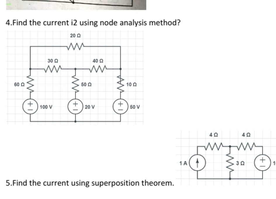 Find the current i2 using node analysis method in the given circuit: Cir..