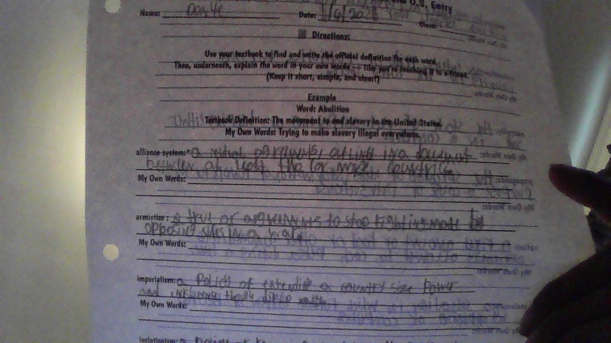 Use your textbook to find and write the official definition for each word..