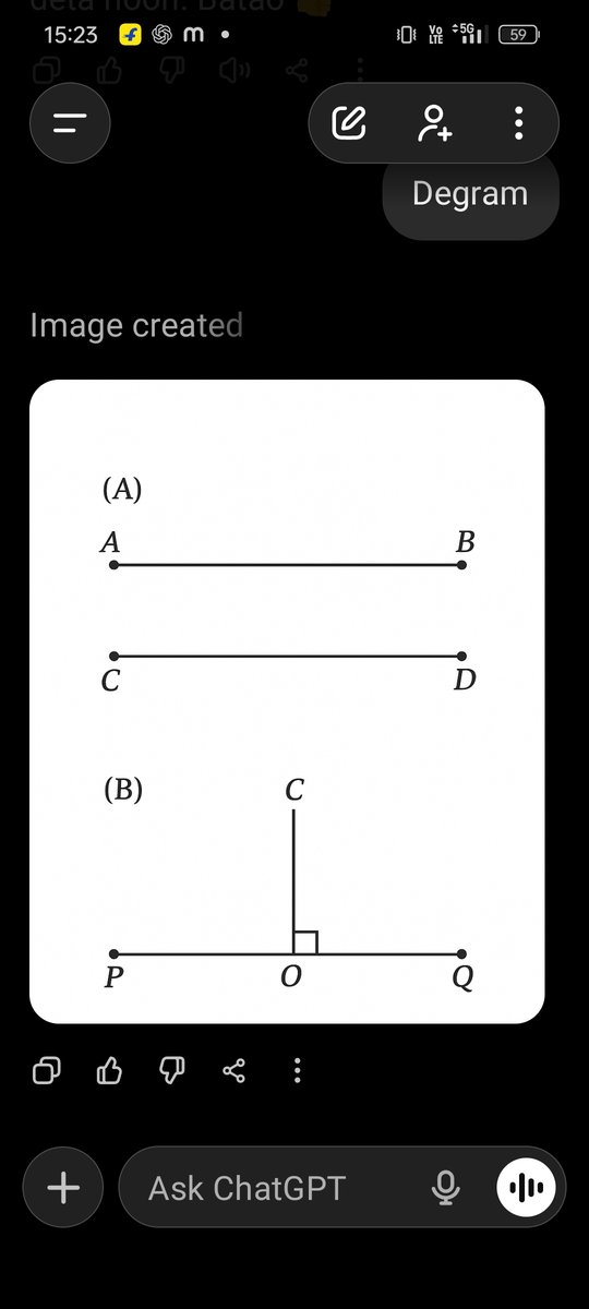 Geometry Figures (A) Two line segments: AB and CD are shown parallel and..