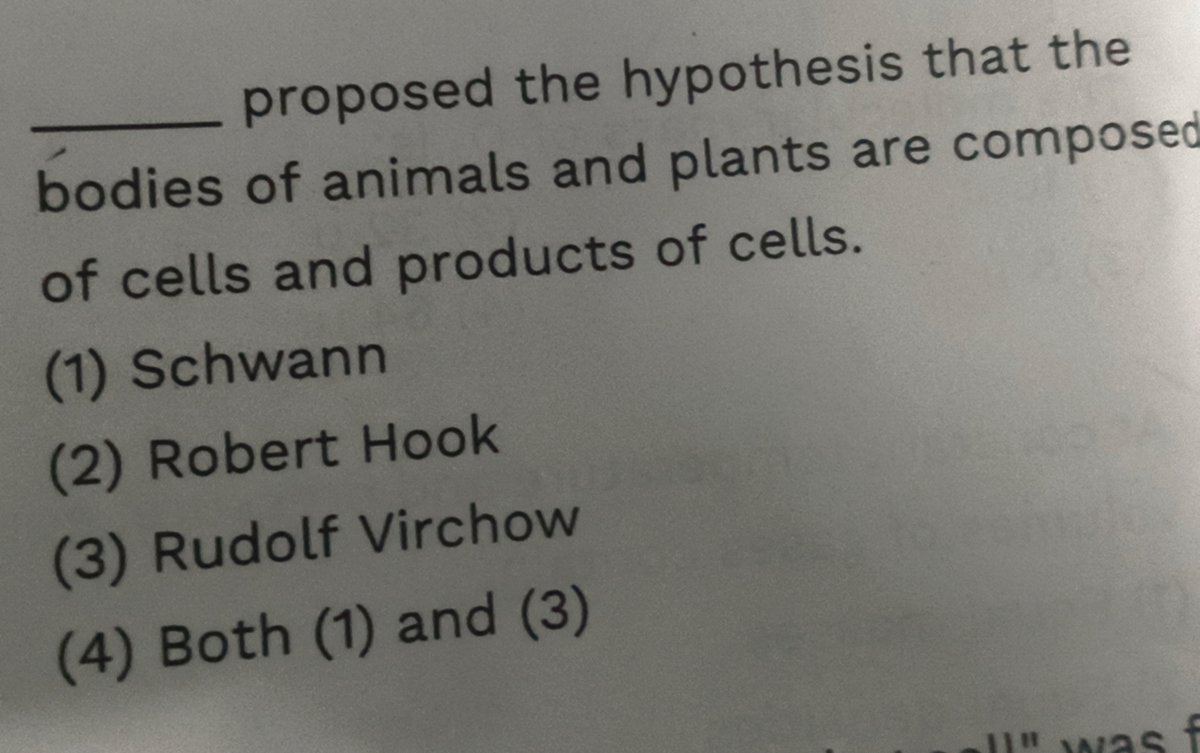 \qquad proposed the hypothesis that the bodies of animals and plants are