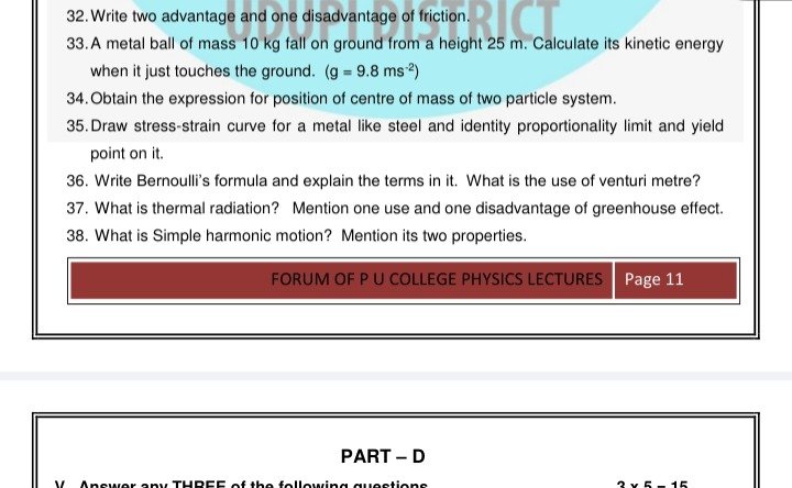 Questions Write two advantages and one disadvantage of friction. A meta..