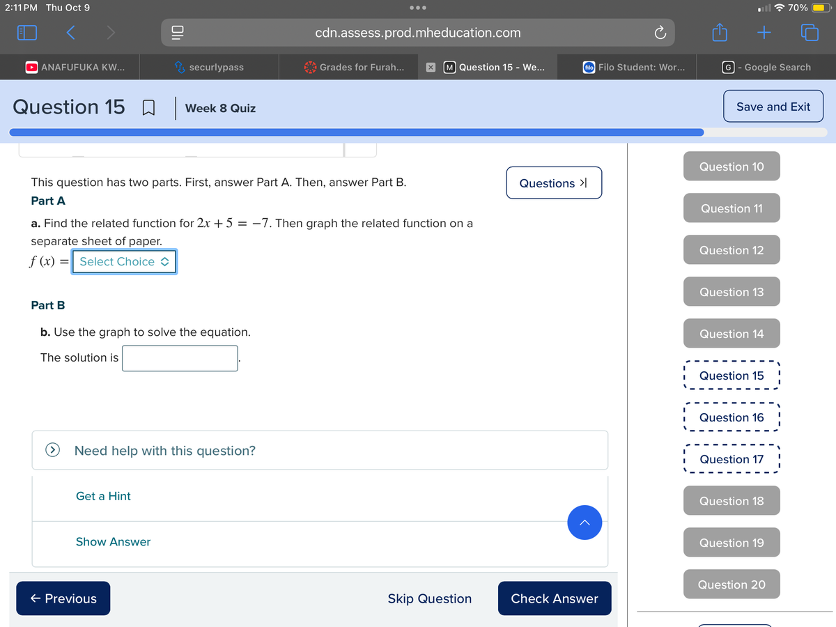 This question has two parts. First, answer Part A. Then, answer Part B.