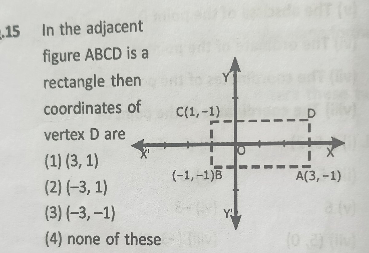 In the adjacent figure ABCD is a rectangle. The coordinates of vertices a..