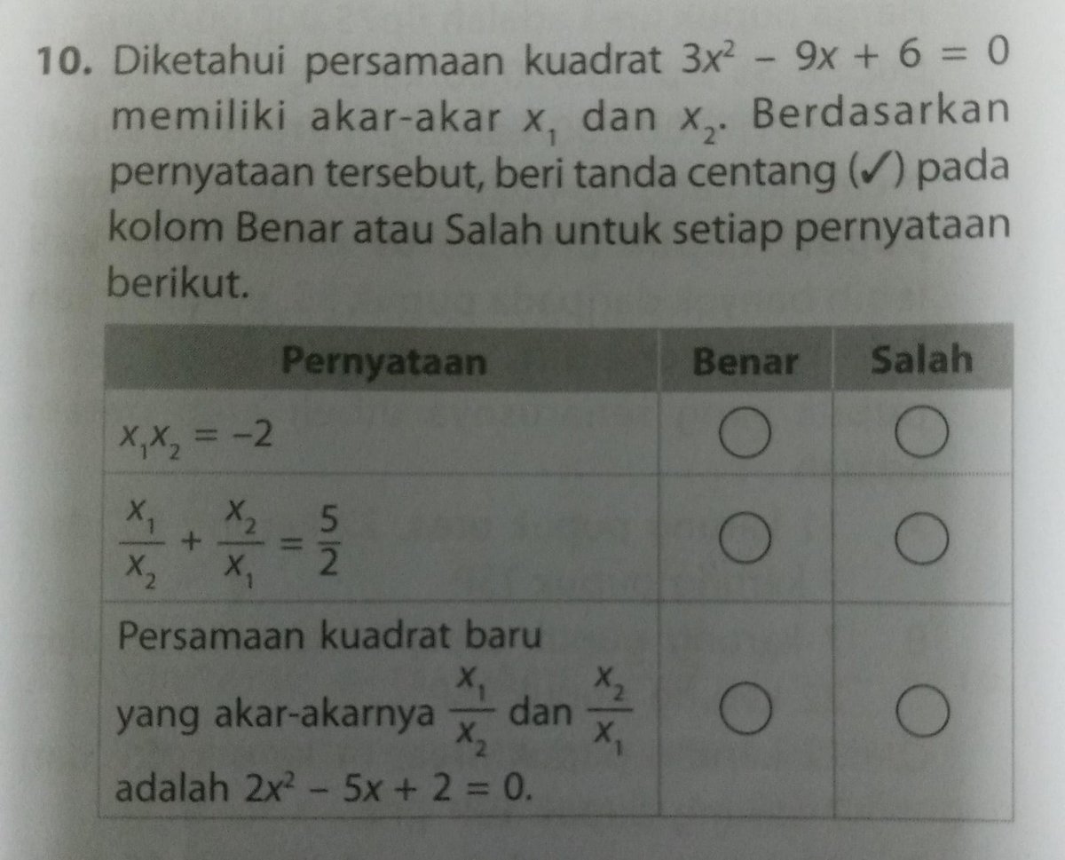Given the quadratic equation 3x² - 9x + 6 = 0 with roots x₁ and x₂. Based..
