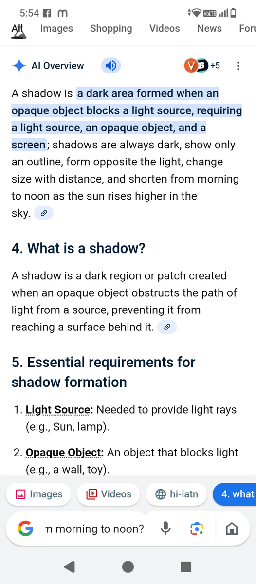 What is a shadow? What are the essential requirements for shadow formatio..