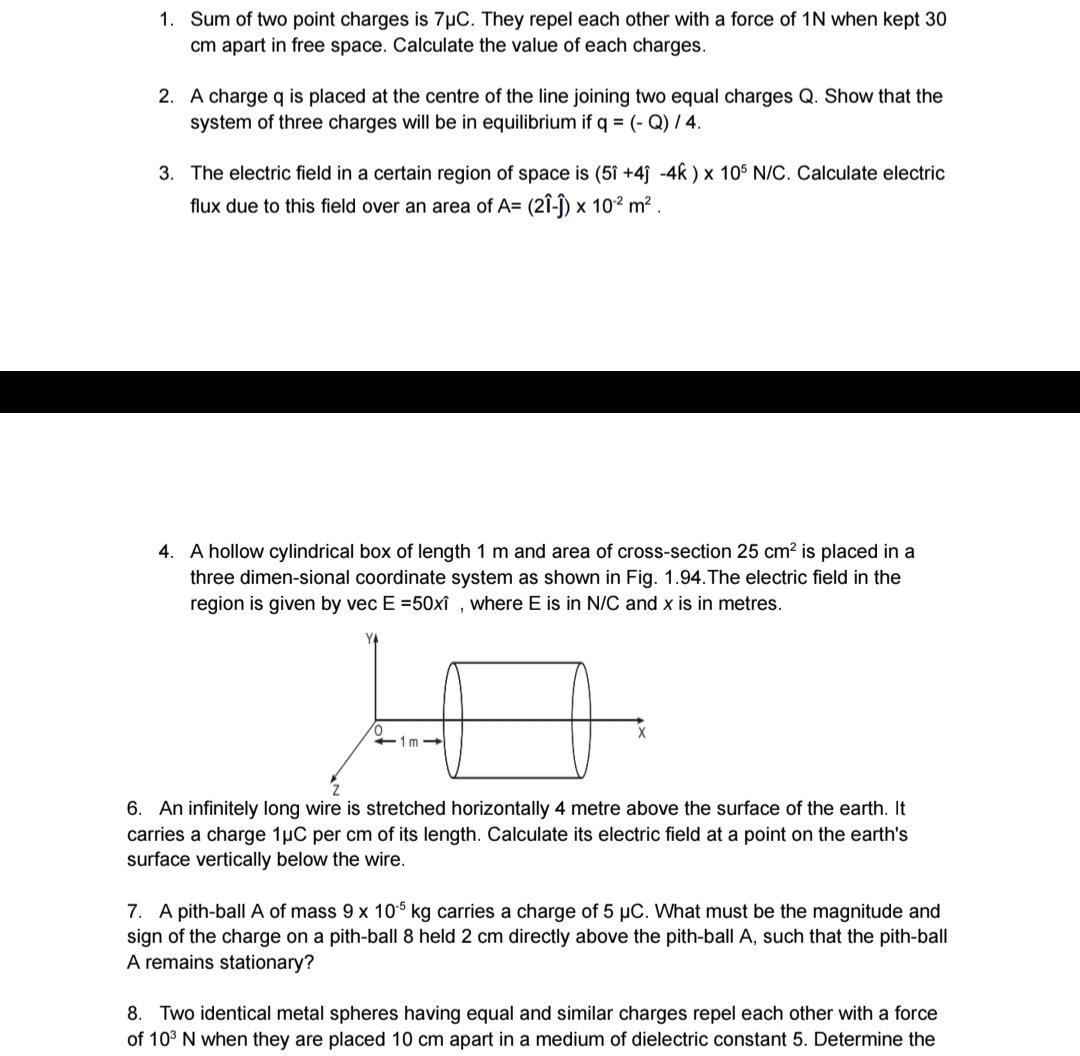 Physics Problems on Electrostatics and Electric Fields Sum of two point