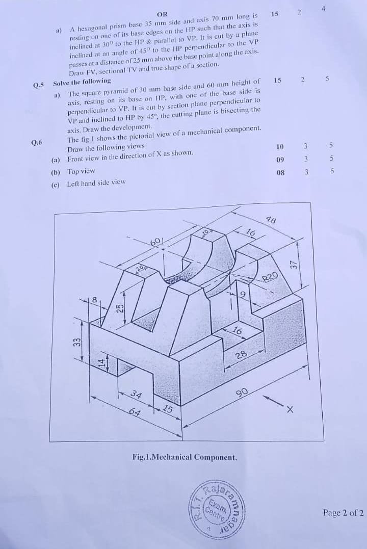 Question 6 The figure below shows the pictorial view of a mechanical comp..
