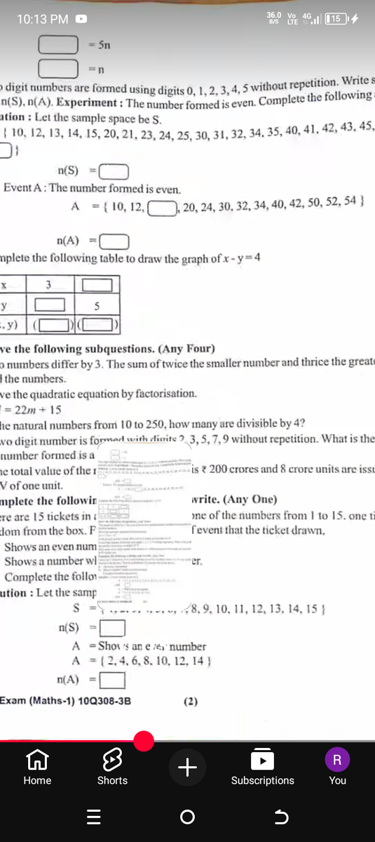Question 1: Two-digit numbers formed using digits 0, 1, 2, 3, 4, 5 withou..