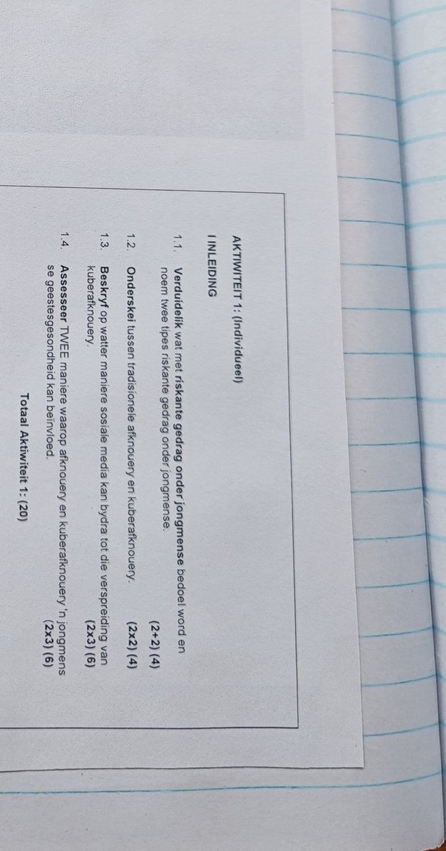 AKTIWITEIT 1: (Individueel) I INLEIDING 1. Verduidelik wat met riskant..