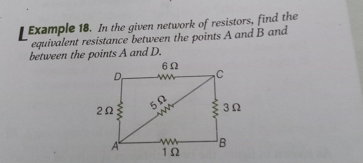 In the given network of resistors, find the equivalent resistance between..