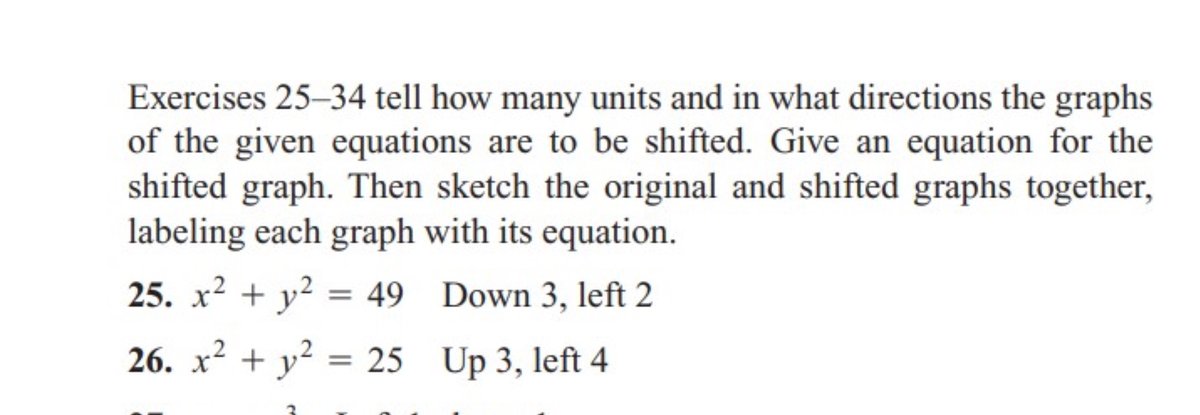 Exercises 25 - 34 tell how many units and in what directions the graphs o..