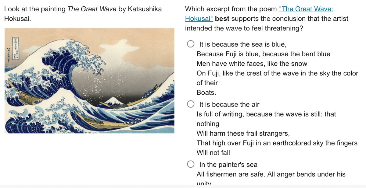 Look at the painting The Great Wave by Katsushika Hokusai. Which excerpt..
