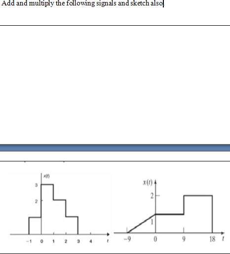 Add and multiply the following signals and sketch the resulting signals.