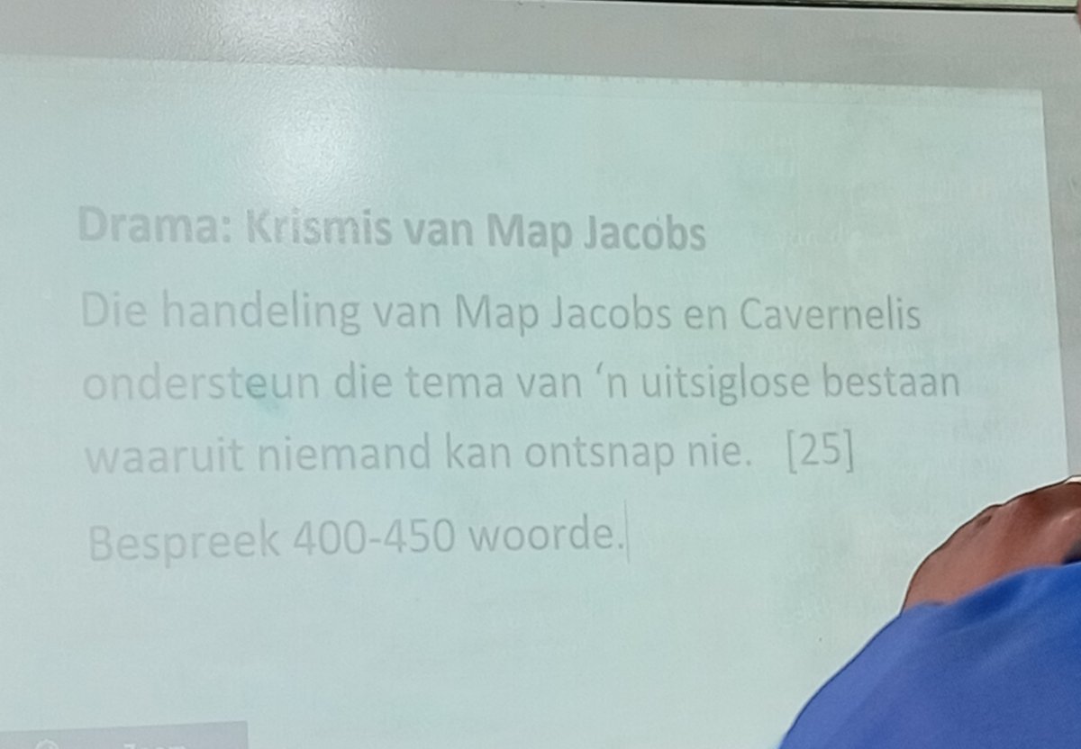 Drama: Krismis van Map Jacobs Die handeling van Map Jacobs en Cavernelis..