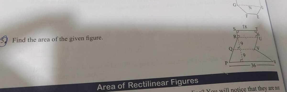Find the area of the given figure. Area of Rectilinear Figures | Filo