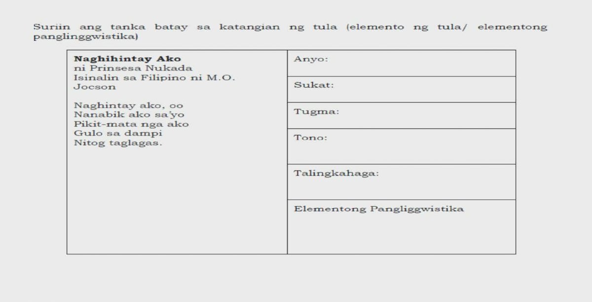 Suriin ang tanka batay sa katangian ng tula (elemento ng tula/ elementong..