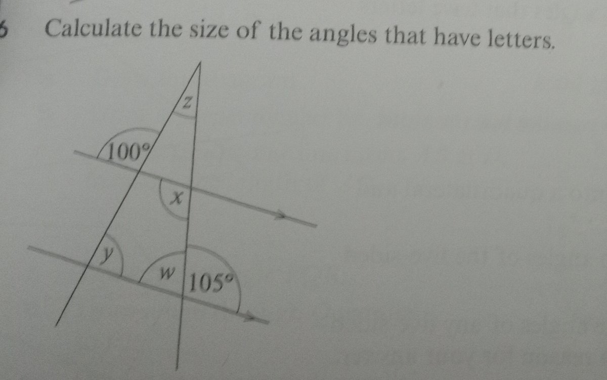 Calculate the size of the angles that have letters. | Filo
