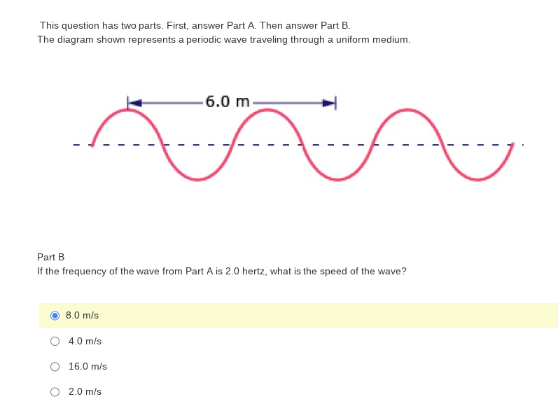 The diagram shows a periodic wave traveling through a uniform medium. If..