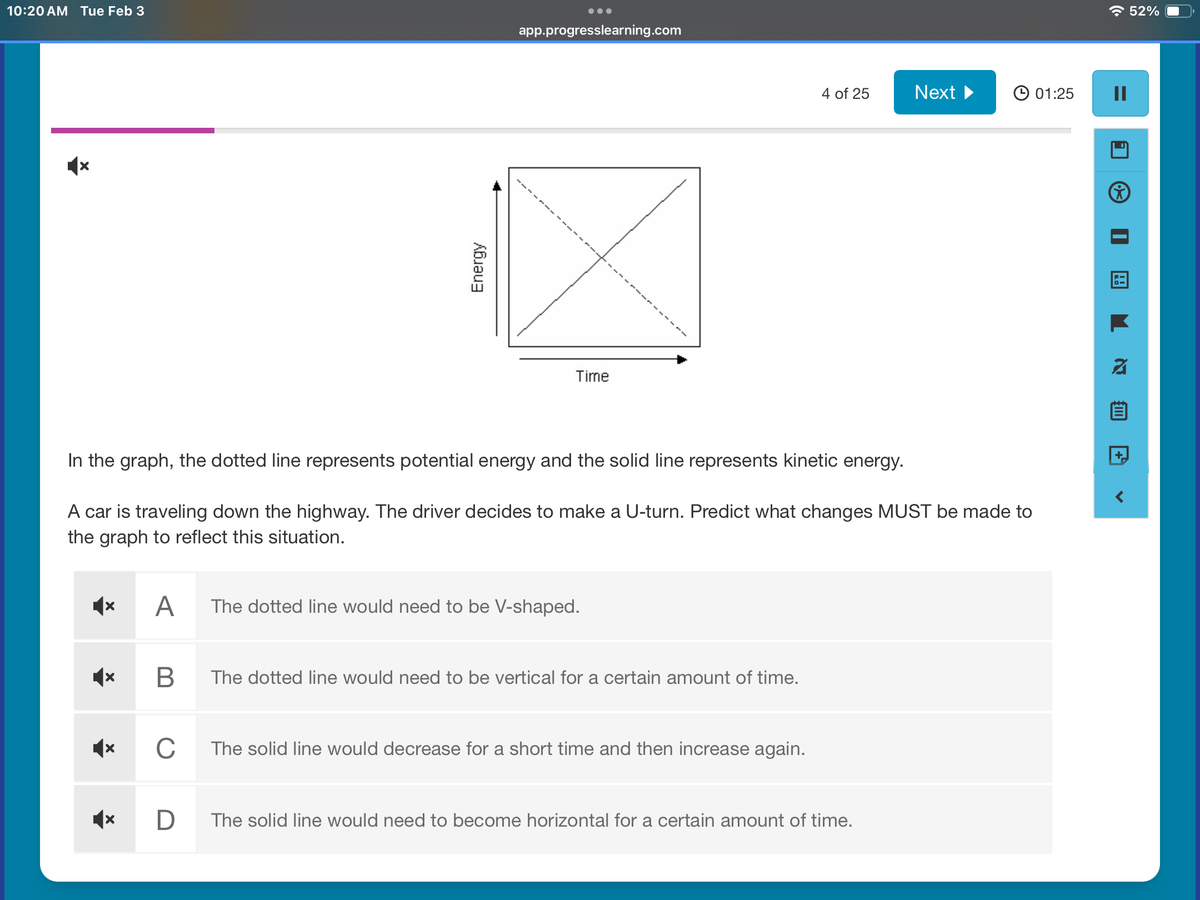 In the graph, the dotted line represents potential energy and the solid l..
