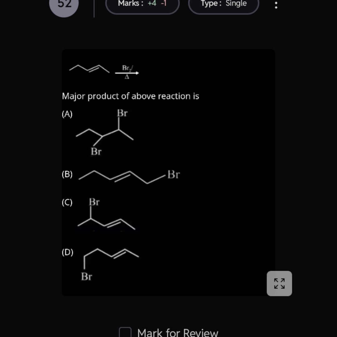 Question: What is the major product of the reaction of 1-butene with Br2
