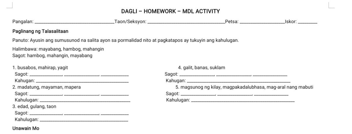 Arrange the following words according to their formality and then define