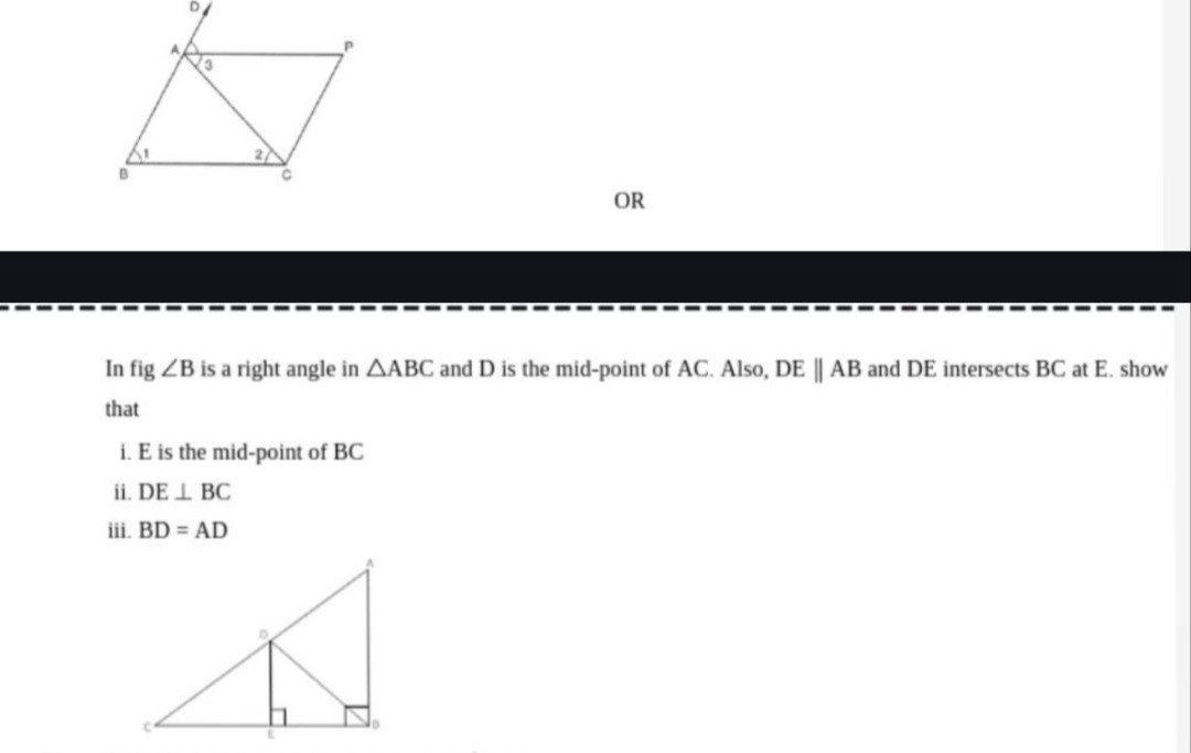 In the figure, \angle B is a right angle in \triangle ABC and D is the mi..