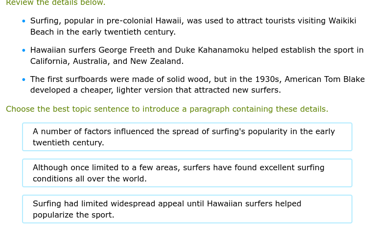 Review the details below. Surfing, popular in pre-colonial Hawaii, was us..