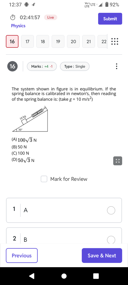 The system shown in the figure is in equilibrium. If the spring balance i..